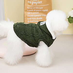 Dog Sweater Dog Hoodie Rdc Pet Clothes Dog Woolen Sweater with Cap Winter Warm Turtleneck Sweater Fleece Coat for Small Dog Medium Dog Cat (S, Classic-Green)