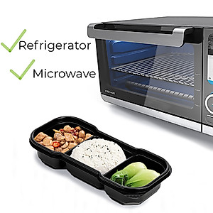 Hiceeden 50 Pack 16 Oz Meal Prep Containers with 3 Compartments, Disposable Plastic Bento Boxes Stackable To Go Food Containers Travel Lunch Boxes for Office, School, Picnic, Microwave Safe