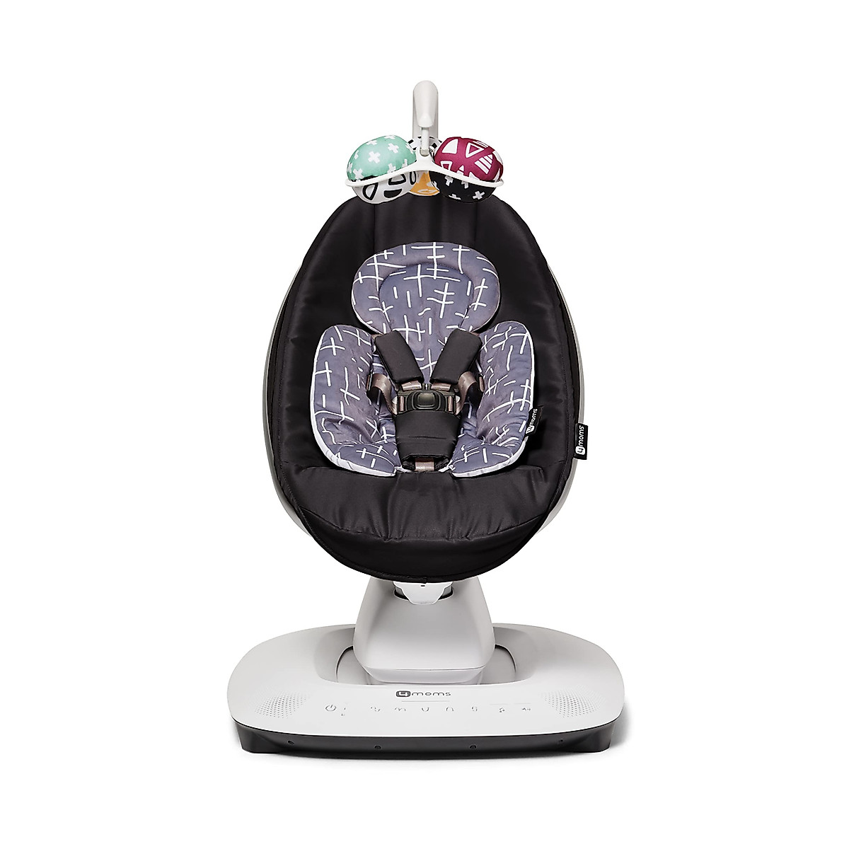 4moms MamaRoo Multi-Motion Baby Swing in Classic Black with Plush Infant Insert, Dark Grey