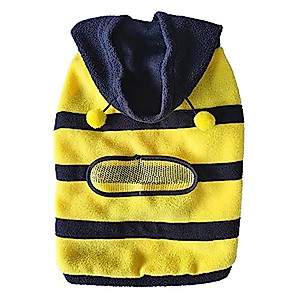 Dog Bee Costume Pet Cute Coat Puppy Clothes Cat Bumblebee Apparel with Hoodies for Small and Medium Dog (M)
