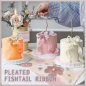 Ornales Chiffon Ribbon 1-1/2"x 10yd Cotton Texture Lotus Leaf Edge for Gift Wrapping Baking Decor Party Decor Rustic Wedding Invitation Bows Florist Bouquet Supplies (Basic)