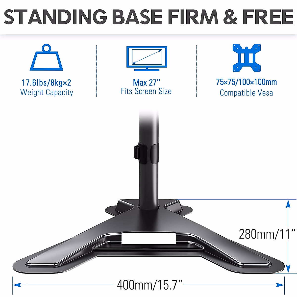 MOUNTUP Triple Monitor Stand Mount& Freestanding Dual Monitor Desk Mount- 3 Monitor Desk Mount for Computer Screens Up to 27 inch, Triple Monitor Arm with Gas Spring, Each Arm Holds Up to 17.6 lbs