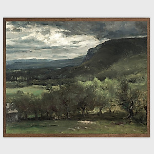 Abstract Landscape Canvas Wall Art for Living Room Vintage Landscape Painting Country Landscape Posters Rustic Farmhouse Artwork Oil Painting Canvas Print for Bedroom Corridor Decor 16x20inch No Frame