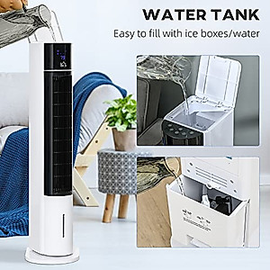 HOMCOM 42" Oscillating Evaporative Air Cooler for Home Office with Timer, 3-In-1 Ice Cooling Tower Fan Humidifier with 3 Modes, 3 Speeds, LED Display and Remote Control