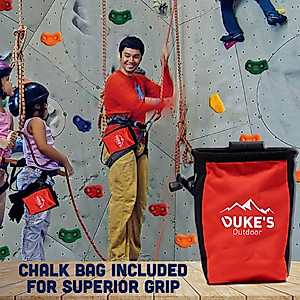 Duke's Outdoor Rock Climbing Holds Set for Kids - 25 Rock Climbing Wall Grips for Indoor & Outdoor Play Set, 8 Foot Knotted Climbing Rope, Chalk Bag & 3 DIY Videos