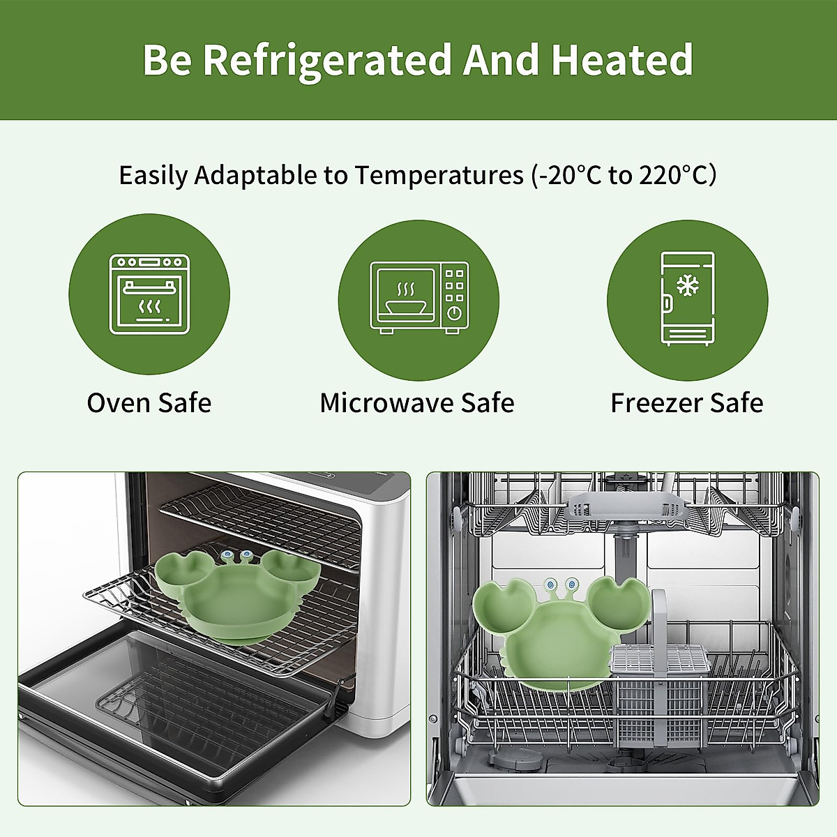 Silicone Baby Feeding Set with BPA-Free Suction Plates, Bowl, Silicone Bibs, Sippy Cup, 2 Set Forks and Spoons for Babies 8PCS Baby Led Weaning Supplies Self Feeding Utensils for Toddlers Kids (Green)
