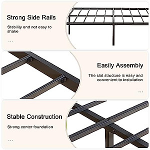 VECELO Metal Platform Bed Frame Mattress Foundation with Headboard & Footboard/Firm Support & Easy Set up Structure, Queen, Black