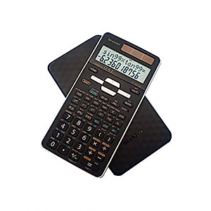 Sharp EL-531TGBBW 12-Digit Scientific/Engineering Calculator with Protective Hard Cover, Battery and Solar Hybrid Powered LCD Display, Great for Students and Professionals, Black,Black and White