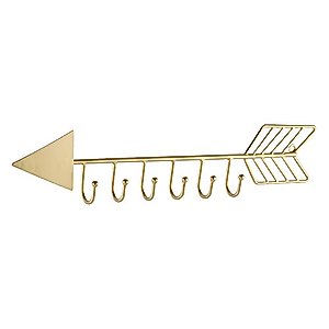 Retrome Decorative Gold Arrow Coat Hooks Wall Mounted - 23.6" Metal Coat Hanger Rack with 6 Hooks - Heavy Duty Key Hat Holder for Entryway