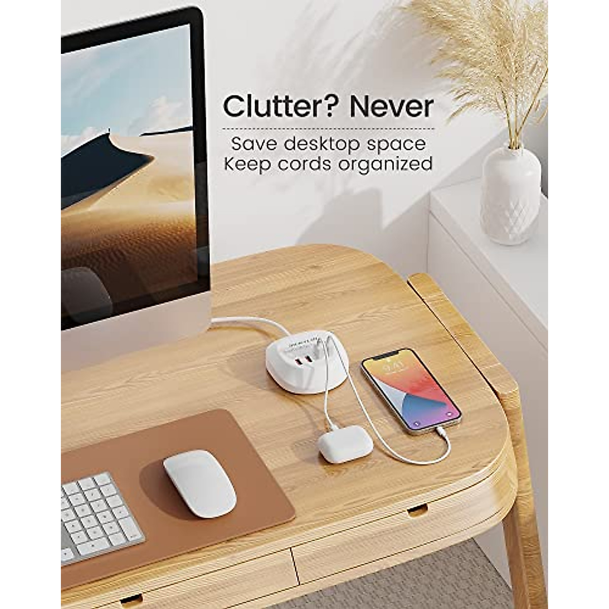 USB Charging Station with Quick Charge 3.0, JACKYLED 4 USB Charging Hub, Desktop USB Charger Station for Multiple Devices, Compatible with iPhone iPad Galaxy Smart Phone for Home Travel, White