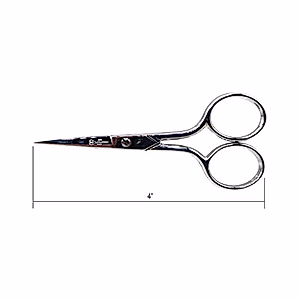 Ultima 4 Inch Embroidery Scissors – Drop Forged Carbon Steel Embroidery Sheers, Straight Blade, Chrome Plated & Made in Italy
