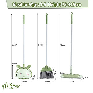 Midoneat Kids Cleaning Toy Set, Mini Child Broom, Mop and Dustpan, Little Housekeeping Helper Set,Pretend Home Cleaning Play Set for Toddler Age 1-5,6pcs (Green)