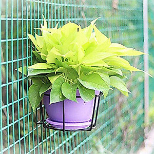 Fireboomoon 4 Pack Round Metal Hanging Railing Planters,Hanging Railing Planter Flower Pot Holder Basket Iron Art Rack Fence Shelf Container for Balcony,Garden,Indoor and Outdoor (Black)