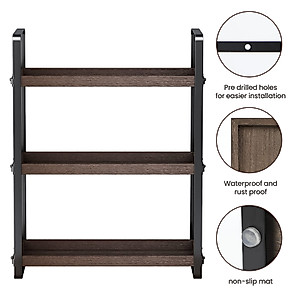 HNRLOY Bathroom Countertop Tray,Cosmetic Tray,Bathroom Organizer,Bathroom Counter Stand,Countertop Organizer,Countertop Storage Shelf (Brown 3 Tier)