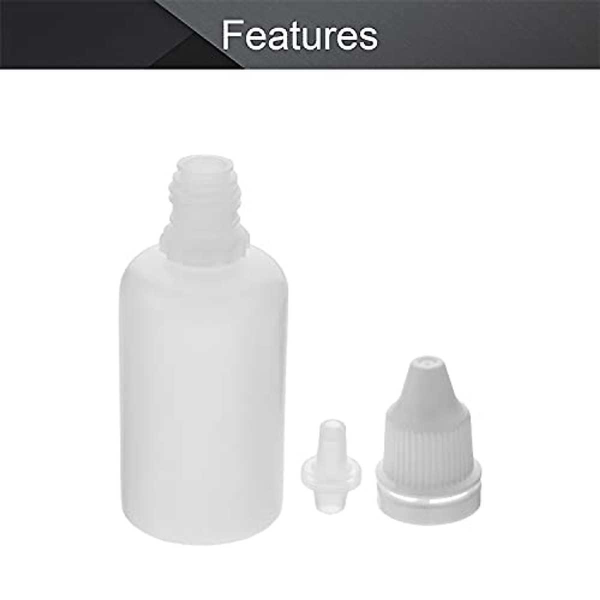 Othmro 1oz PE Lab Eye Plastic Dropper Bottles 20pcs, 30ml Squeezable Eye Liquid Dropper Thin Mouth Via of Liquid Sample Seal Storage Bottle with Childproof White Cap