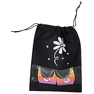 Old Navy Women Beach Summer Casual Flip Flop Sandals (9 Rainbow Stripe Logo & Black Flip Flops) with Dust Cover