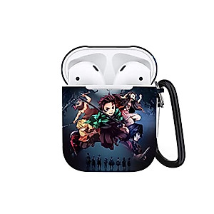 Airpods Case with Keychain Suitable for Airpods 1&2 Japanese Anime Airpods Protective Cover for Men Women Teens Adults