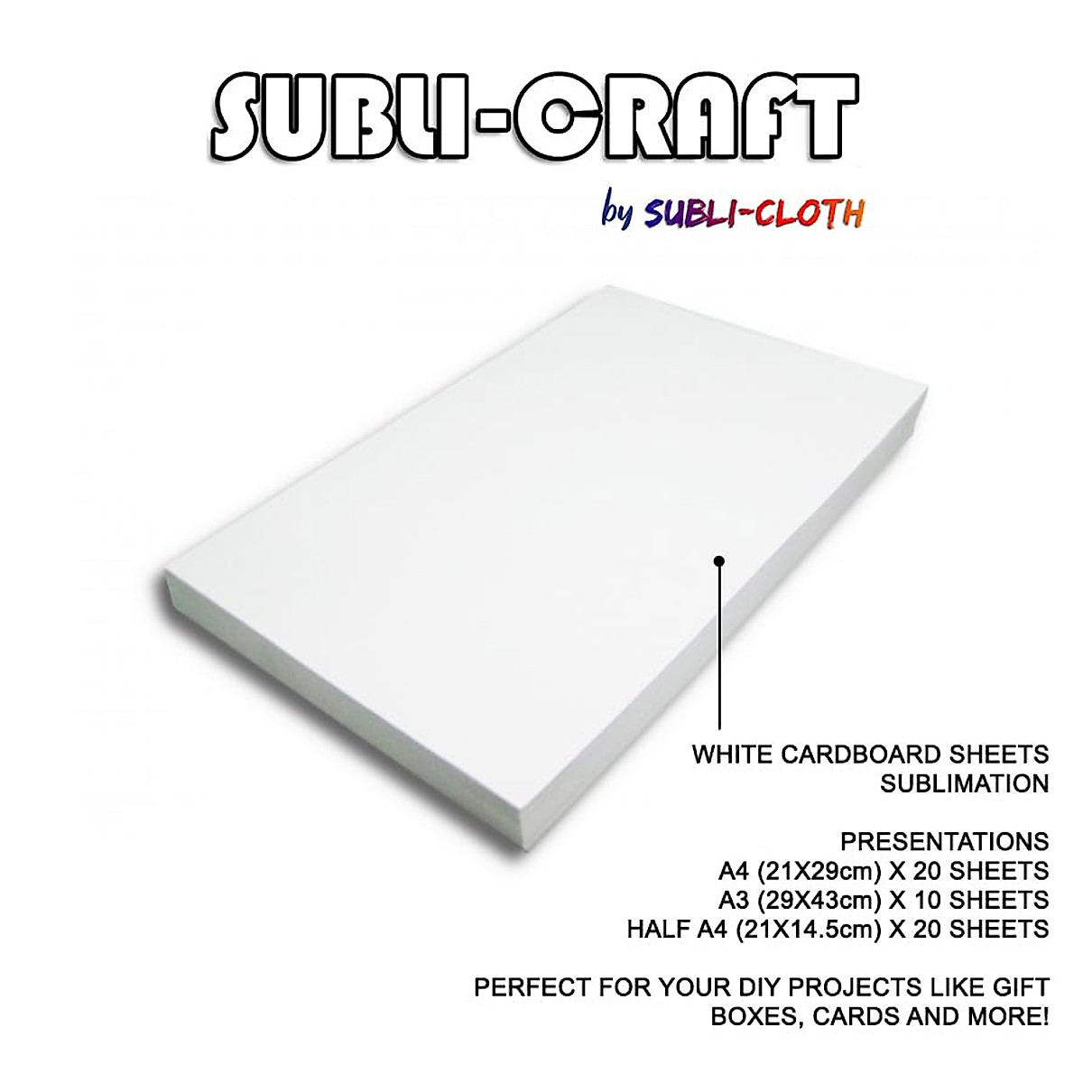 Subli-Craft Cardboard Sublimation Sheets A4 Pack 20 Units by Subli-Cloth (21cm x 29cm)