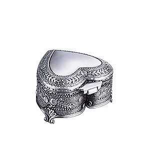 Feyarl Vintage Jewelry Box Heart Shape Trinket Box Ring Earrings Treasure Organizer Box Christmas Brithday Gift