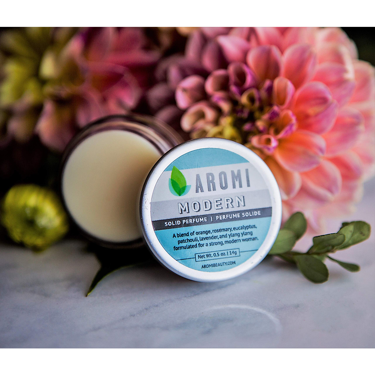 Aromi Modern Solid Perfume | Earthy Fragrance, Rosemary, Eucalyptus, & Ylang Ylang Scent, Vegan, Cruelty-free, Travel, Wax, Women’s Gift, Handmade (Modern)