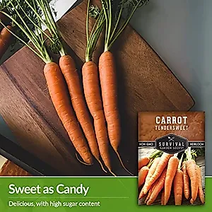 Survival Garden Seeds - Tendersweet Carrot Seed for Planting - Packet with Instructions to Plant and Grow Long Crunchy Orange Carrots in Your Home Vegetable Garden - Non-GMO Heirloom Variety