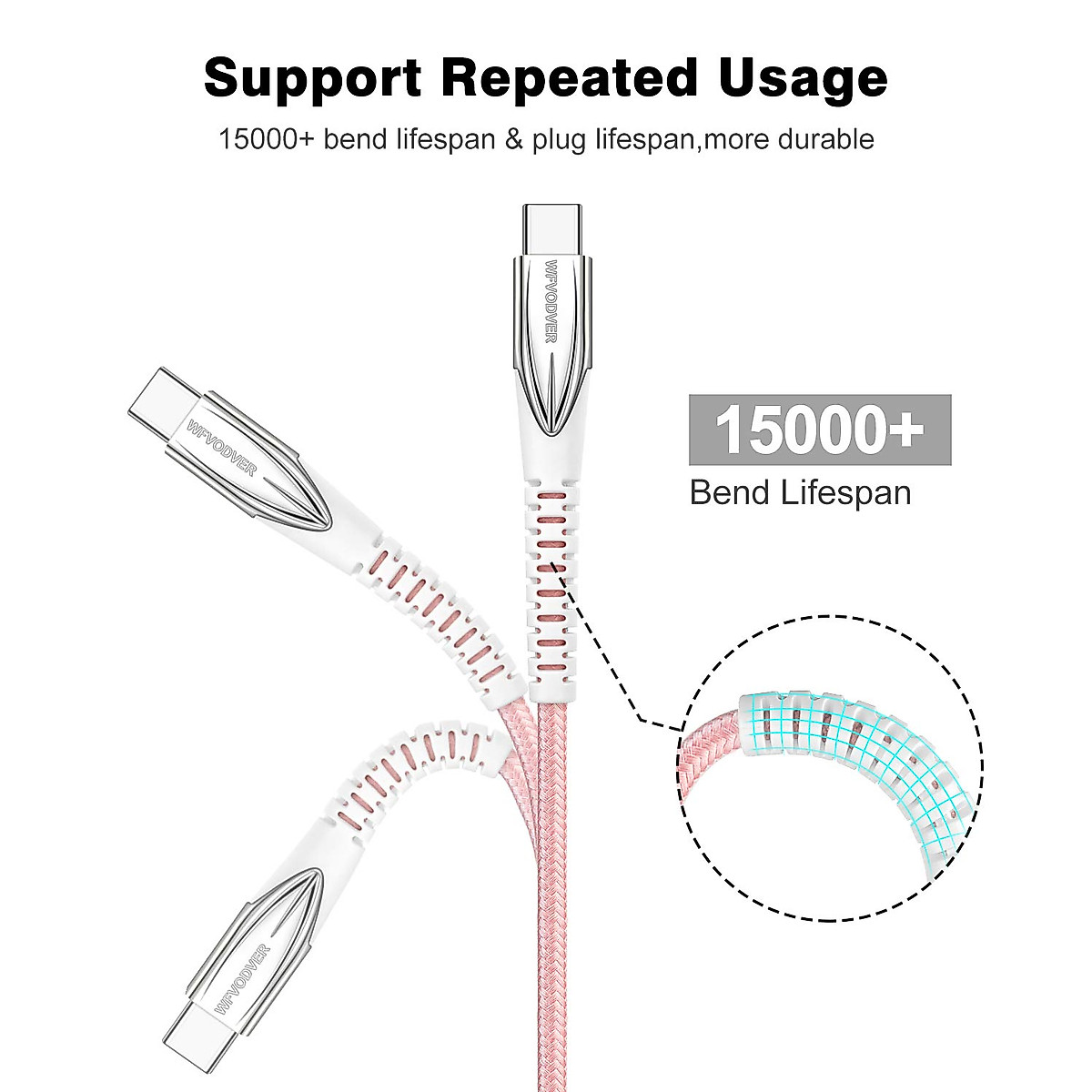 WFVODVER USB-C to Lightning Cable [MFI Certified] 10FT/3M iPhone 12 Nylon Braided Type C Fast Charging Cable Compatible with iPhone 12/12Mini/12 Pro/11/11Pro/11 Pro Max/X/XS/XR/XS MAX (Pink)
