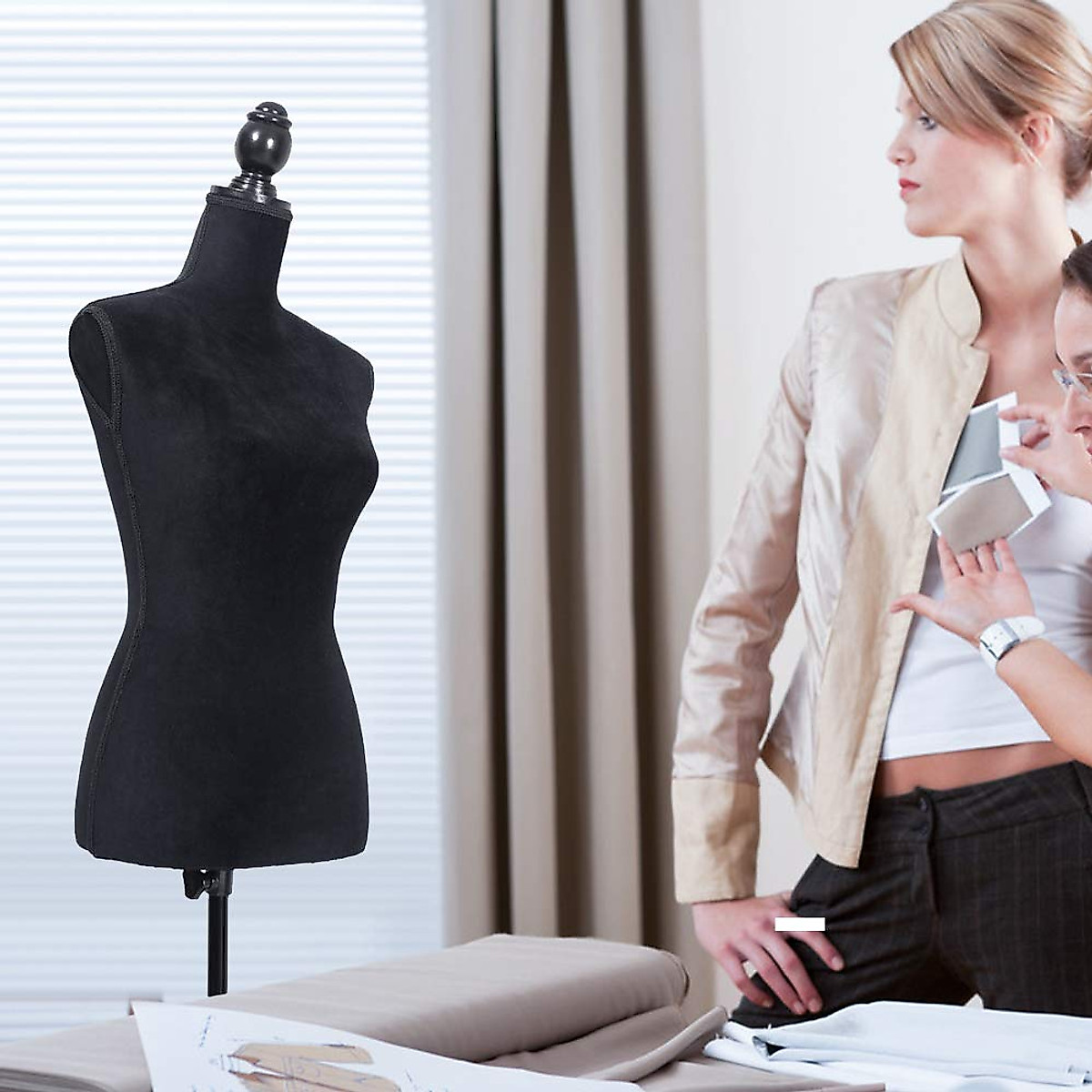 Dress Form for Sewing Clothes Mannequin Stand Female Adjustable Manikin Body for Displays Women Jewelry Torso Model with Tripod Stand,Black