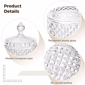 Varku 2PCS 23oz Glass Apothecary Jars Set, Qtip Holder with Lid, Crystal Vanity Organizers, Makeup Storage Containers, Decorative Canisters for Home Kitchen Bathroom