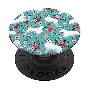 Cute Great Pyrenees Flower Pattern PopSockets PopGrip: Swappable Grip for Phones & Tablets