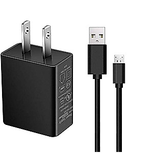 Micro Wall Charger Compatible with Samsung Galaxy Tab A 10.1 (2016), 8.0, 7.0, 9.7, Tab E, S2, Tab 4, 3, SM-T580/ 550/530/ 387/585/ 290/295 Tablet with 5Ft Charging Cable Cord (Black)