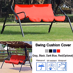 Andraw Easy to Clean Non‑Fading Swing Chair Cushion,Three seat Swing Replacement Cushions Swing Seat Cover, Waterproof Yard Garden Lawn(red),