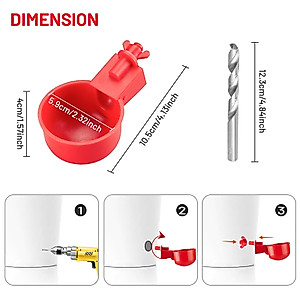 Sykria Chicken Water Cups, Automatic Waterer Kit for Poultry, 3/8 Inch Thread Filling Poultry Drinking Bowl Chicken, Ducks, Birds, Turkeys etc (6 Pack)