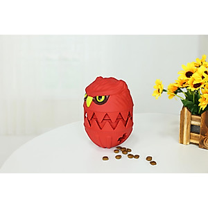 WapaW Owl Squeaky Dog Toy - Natural Rubber Treat Dispensing Dog Toys for Small & Medium Dogs, Indestructible Dog Chew Toys for Aggressive Chewer, Tough Dog Toothbrush Toy (Red Owl)