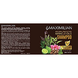MAXIMILIAN All Natural Shampoo Deep Cleansing Natural Shampoo and Conditioner Set, 10 Hair Oils & Provitamin B5, Vegan Shampoo and Conditioner Shampoo Natural Scented, 2 x 16.9 Fl Oz