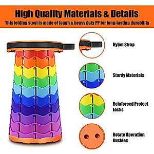 Yuekidou Retractable Folding Stool, Upgraded Collapsible Telescoping Stools, Portable Foldable Chair Seat for Camping Fishing Hiking Gardening BBQ