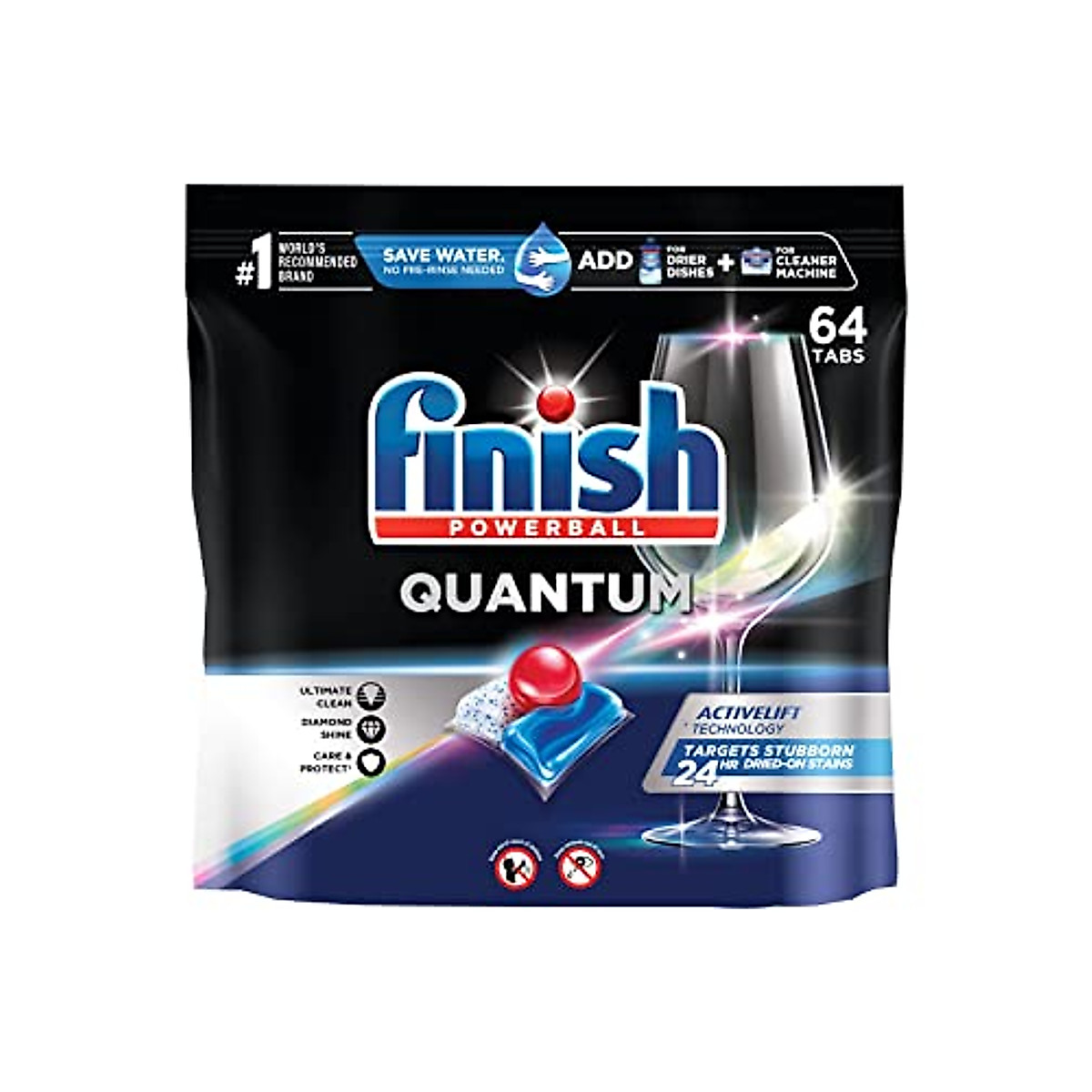 Finish - Quantum - 64ct - Dishwasher Detergent - Powerball - Ultimate Clean & Shine - Dishwashing Tablets - Dish Tabs