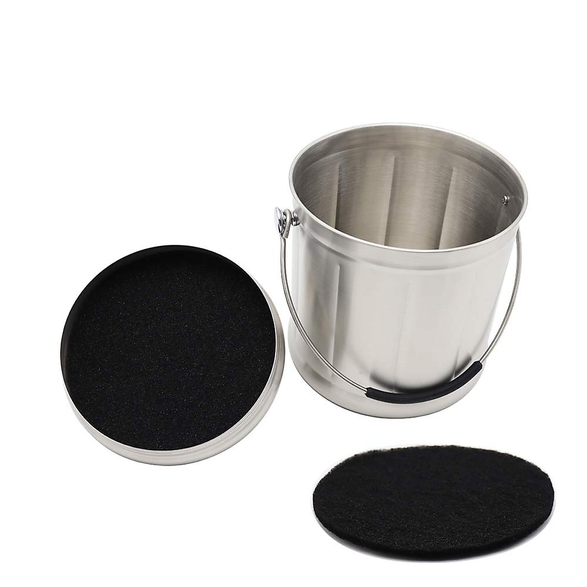 Abakoo 1.8 Gallon Compost Bin Container Kitchen Compost Bin, Compost Pail with Stainless Steel Lid, Countertop Kitchen Trash Can (includes totally 2 filters)