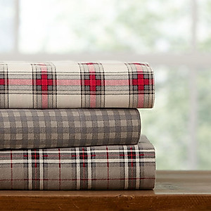 Pointehaven 180 GSM Luxury 100% Soft Cotton Printed Flannel Sheet Set, Twin XL, Farmhouse Plaid - Warm & Cozy - Pre-Shrunk -Deep Pockets - Elastic All Around-Comfy Double Brushed -