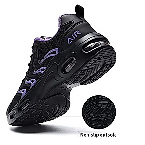 B BEASUR Air Shoes for Women Athletic Sports Workout Gym Tennis Running Sneakers Size 9 - Black/Purple