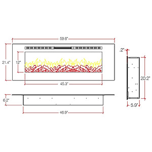 Regal Flame Astoria 60" Built-in Ventless Heater Recessed Wall Mounted Electric Fireplace - Multi-Color