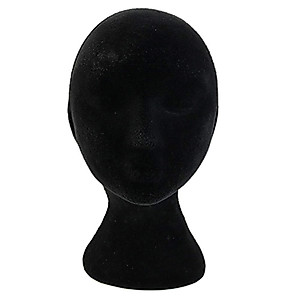 Foam Mannequin,Female Head Model Wig Hair Hat Display Foam Mannequin Manikin White (Black)