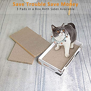 ComSaf Durable Cat Scratcher Cardboard Refill, Cat Scratch Pad, 3 in 1 Recyclable Corrugated Scratcher, Reversible Scratch Box, Scratcher Lounge for Furniture Protection, Cat Training Toy
