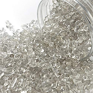 Reflective Tempered High Luster Fire Glass, Fire Pit Glass Gravel,Fire Glass Rocks Pebbles,Glass Beads Gems for Fish Tank Aquarium Garden Flower Pot Decoration 3-6mm 525g/18.51oz (Crystal)