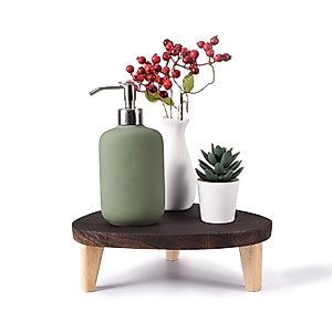 RiLiKar Wooden Risers for Display Decorative Coffee Bar Table Tray Bathroom Countertop Organizer Farmhouse Corner Soap Stand Rustic Wood Pedestal Stand Soap Dispenser Tray - Black