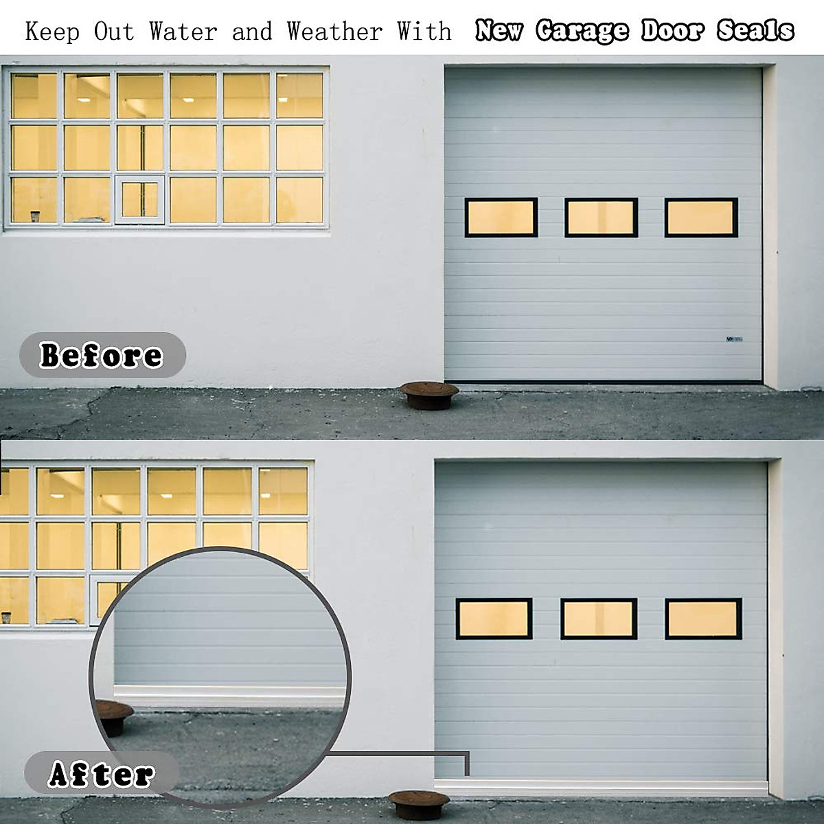 [2Pack Large Door Sweep] Huge Gap Door Draft Stopper, 3-2/5"W x 39" L Door Bottom Seal with Wider Strong Adhesive for Interior/Exterior Doors - Guard Against Drafts, Dust, Noise and Animals-White