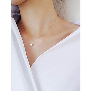 Amkaka Minimalist 925 Sterling Silver Tiny Geometric Triangle Necklace for Women
