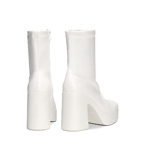 DREAM PAIRS Women's Platform Gogo Ankle Boots High Chunky Block Heel Square Toe Booties Shoes,Size 11,WHITE,SDAB2310W