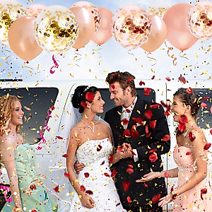 Rose Gold Confetti Balloons 100 pack, 12 Inch Latex Party Balloons with Confetti Dots for Birthday Party, Wedding & Anniversary Decorations, Graduation Party Supplies, Baby Shower and Holidays