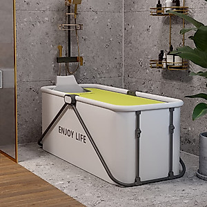 FooMoTech Portable Bathtub for Adult, Extra Large 59" Collapsible Bathtub, Assemble-free Foldable Bathtub, Best Folding Bath Tub for Shower Stall, Ideal for Soaking Bath, Ice/Hot Bath,SPA - Green