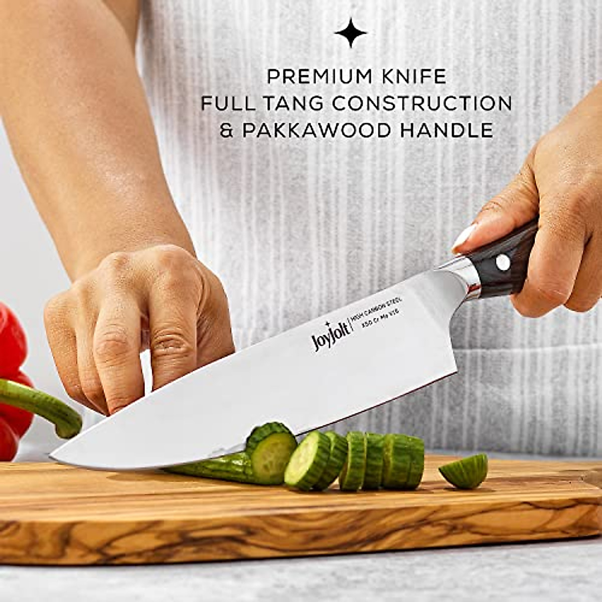 JoyJolt 8” Chef Knife, High Carbon x50 German Steel Kitchen Knife – Magnetic Gift Box.